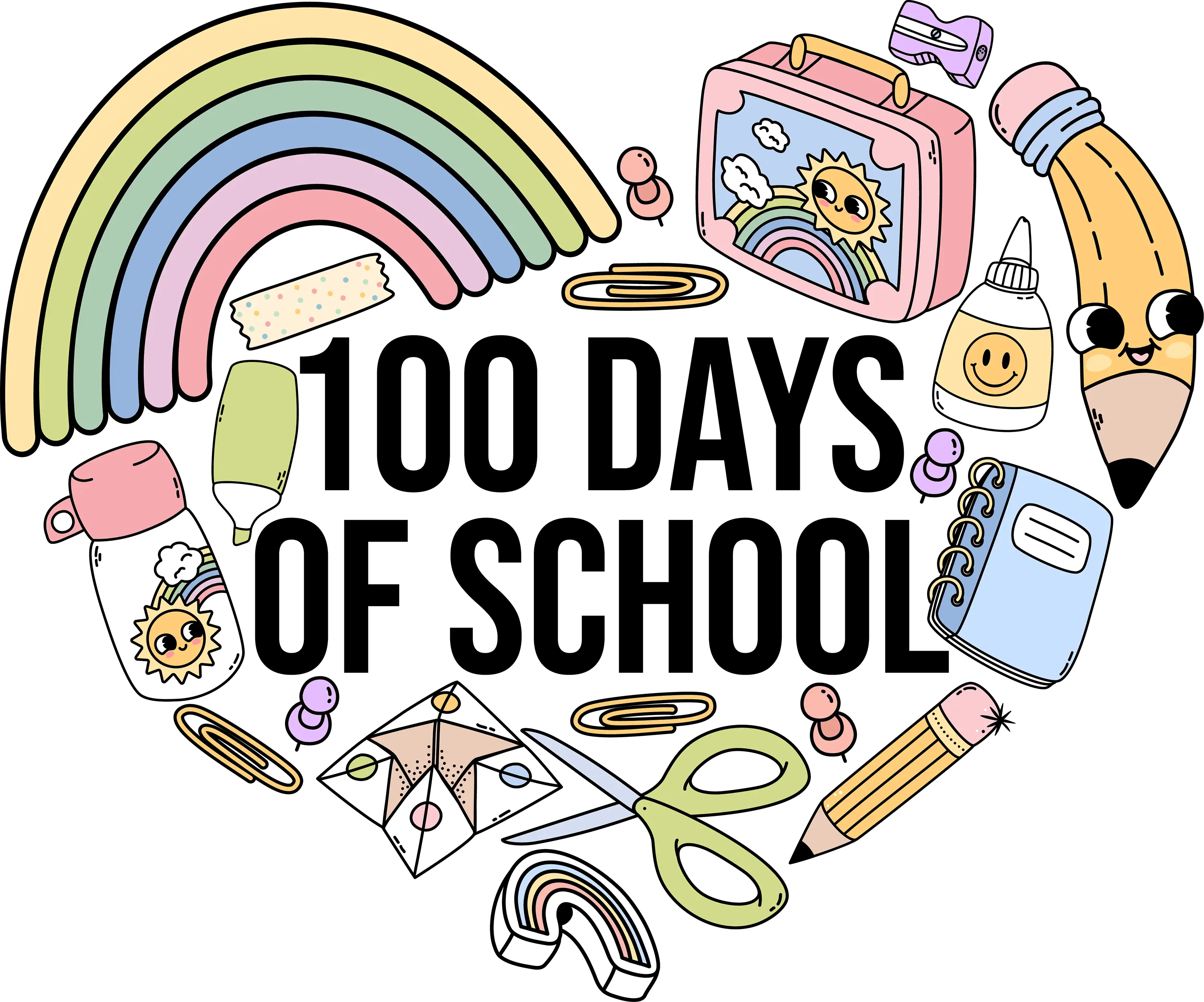 Cute 100 Days Of School Design - DTF Ready To Press – DTF Center