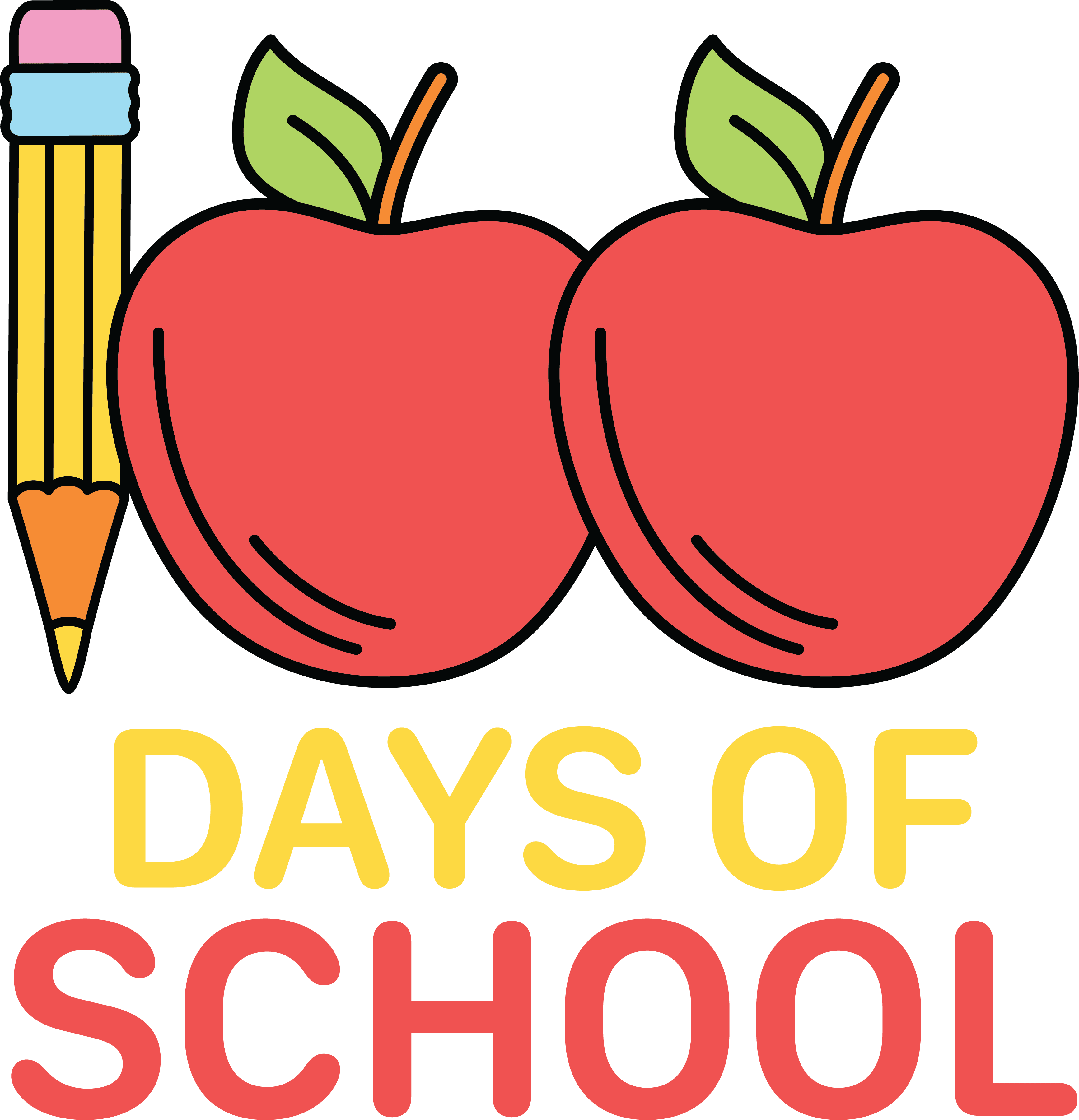 100th Days Of School Apples Teacher Design - DTF Ready To Press — DTF ...