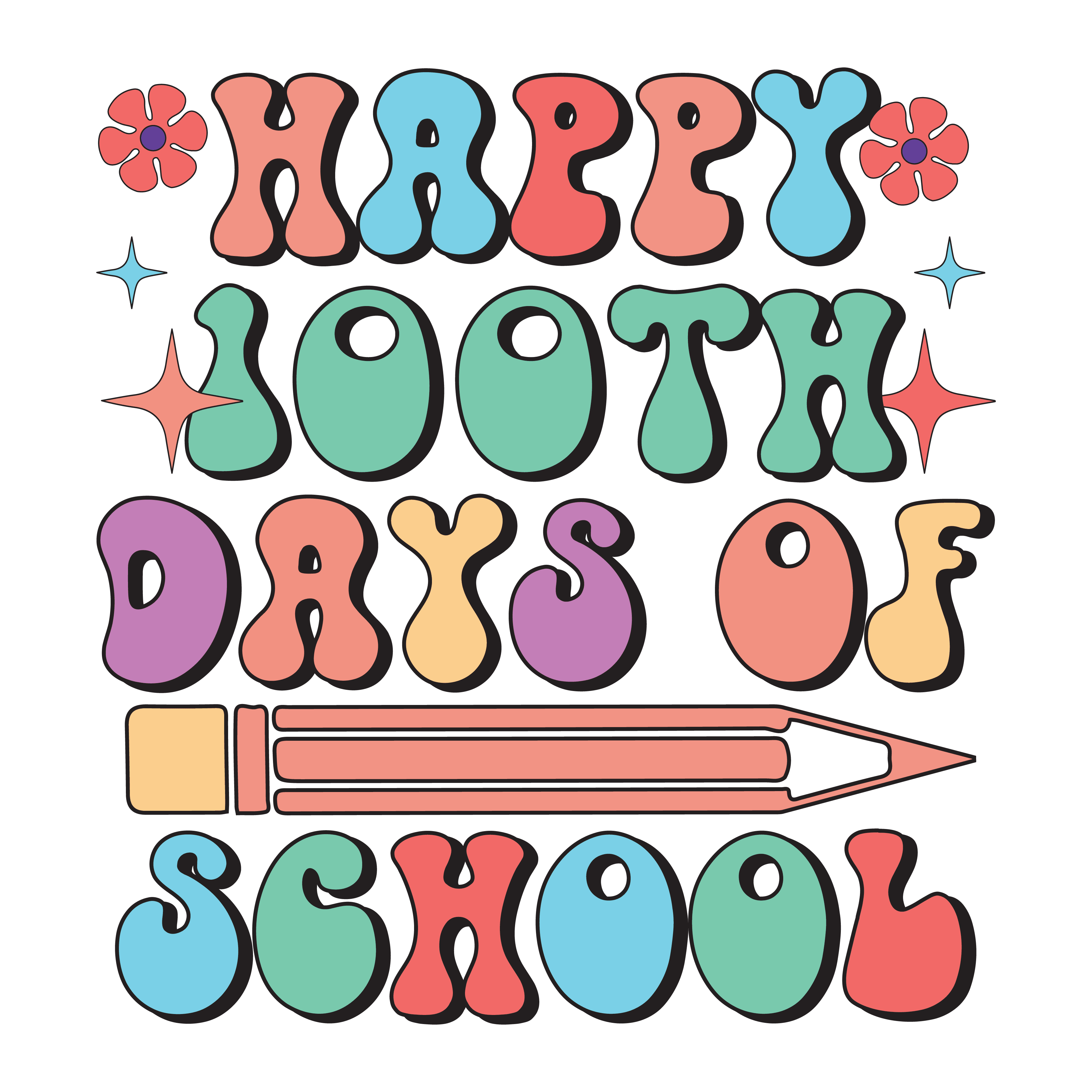 Happy 100th Days Of School Party Design - DTF Ready To Press — DTF Center