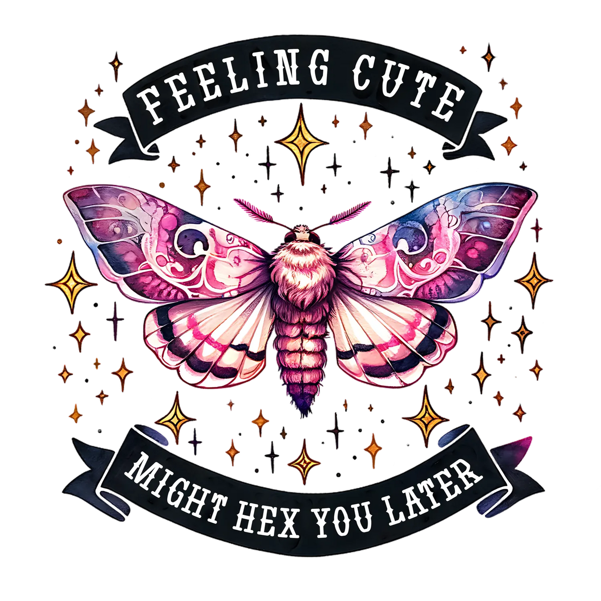 Feeling Cute Moth DTF Transfer Ready to Press