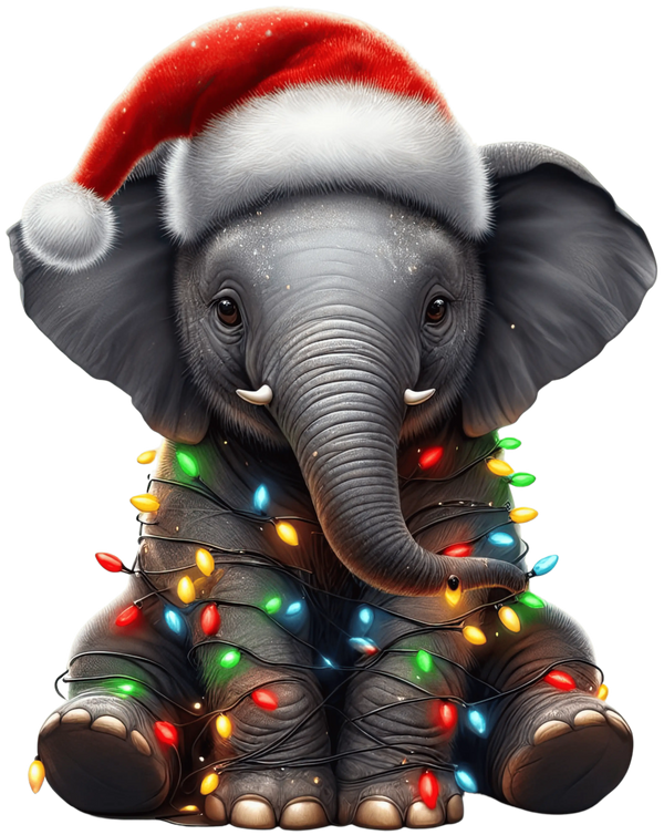 Christmas Elephant Tree Design - DTF Ready To Press
