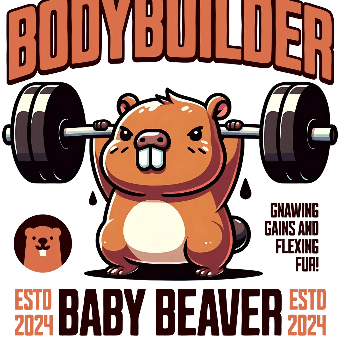 Bodybuilder Baby Beaver - DTF Ready to Press