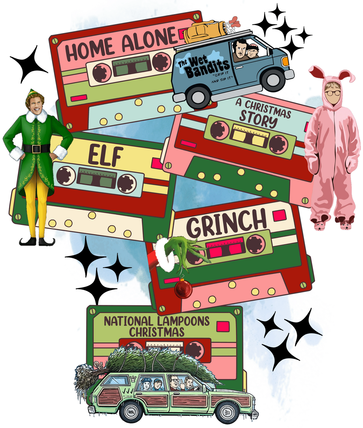 Christmas Movie Tape Design - DTF Ready To Press - DTF CENTER