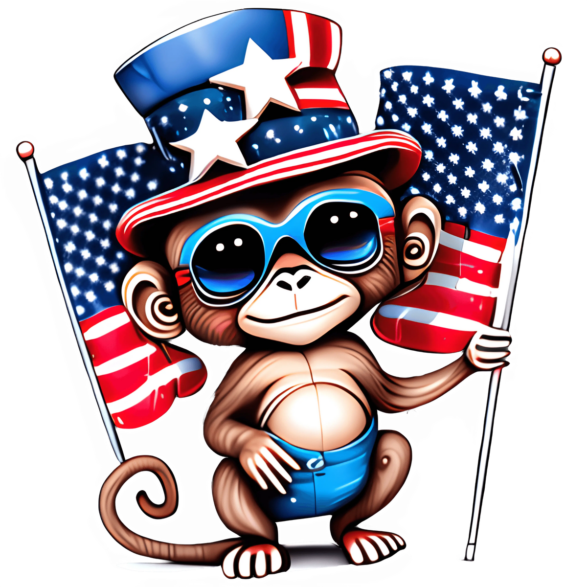 Fourth Of July Monkey Design - DTF Ready To Press
