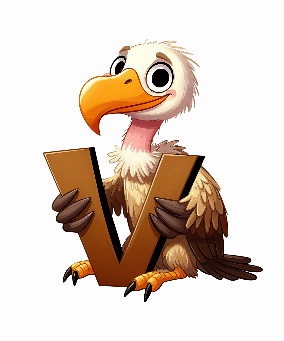 Animal Alphabet V Vulture Design - DTF Ready To Press