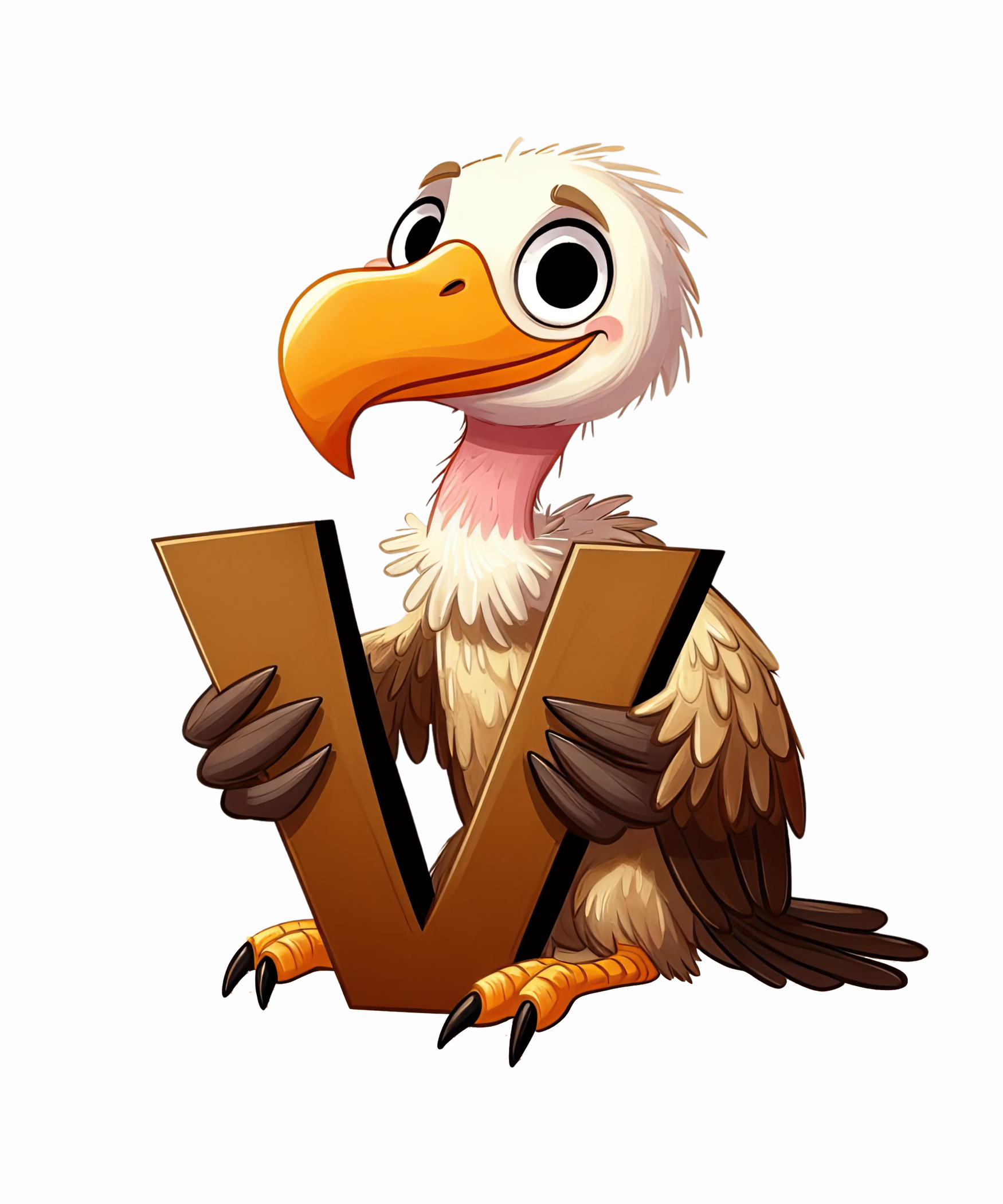 Animal Alphabet V Vulture Design - DTF Ready To Press