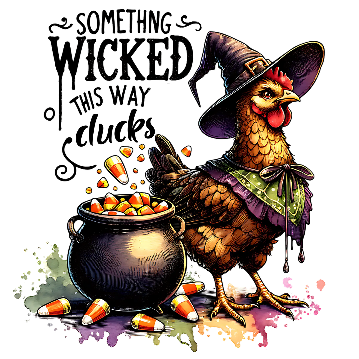 Halloween Candy Corn Chicken DTF Ready to Press