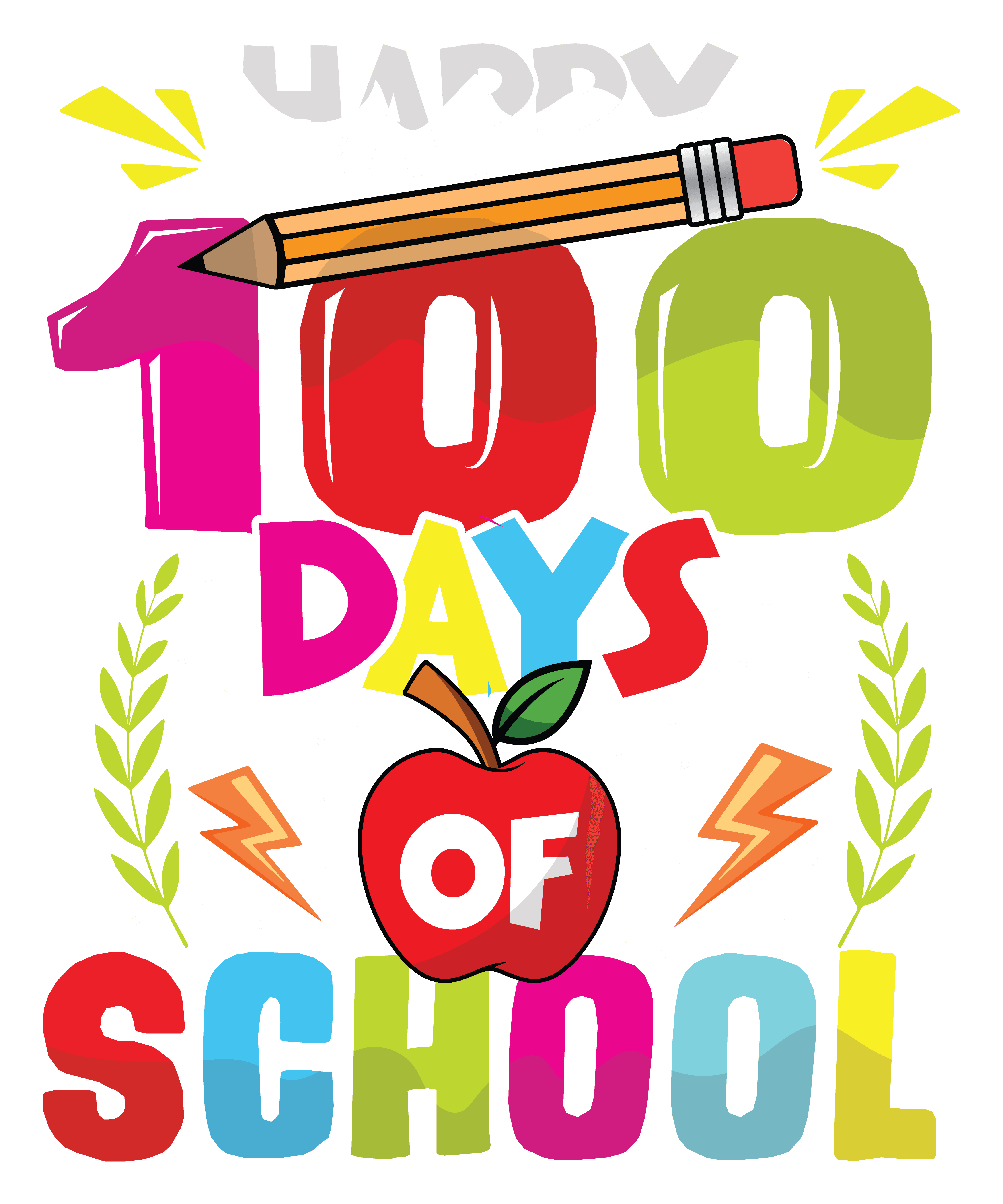 Happy 100 Days Of School Design - DTF Ready To Press – DTF Center