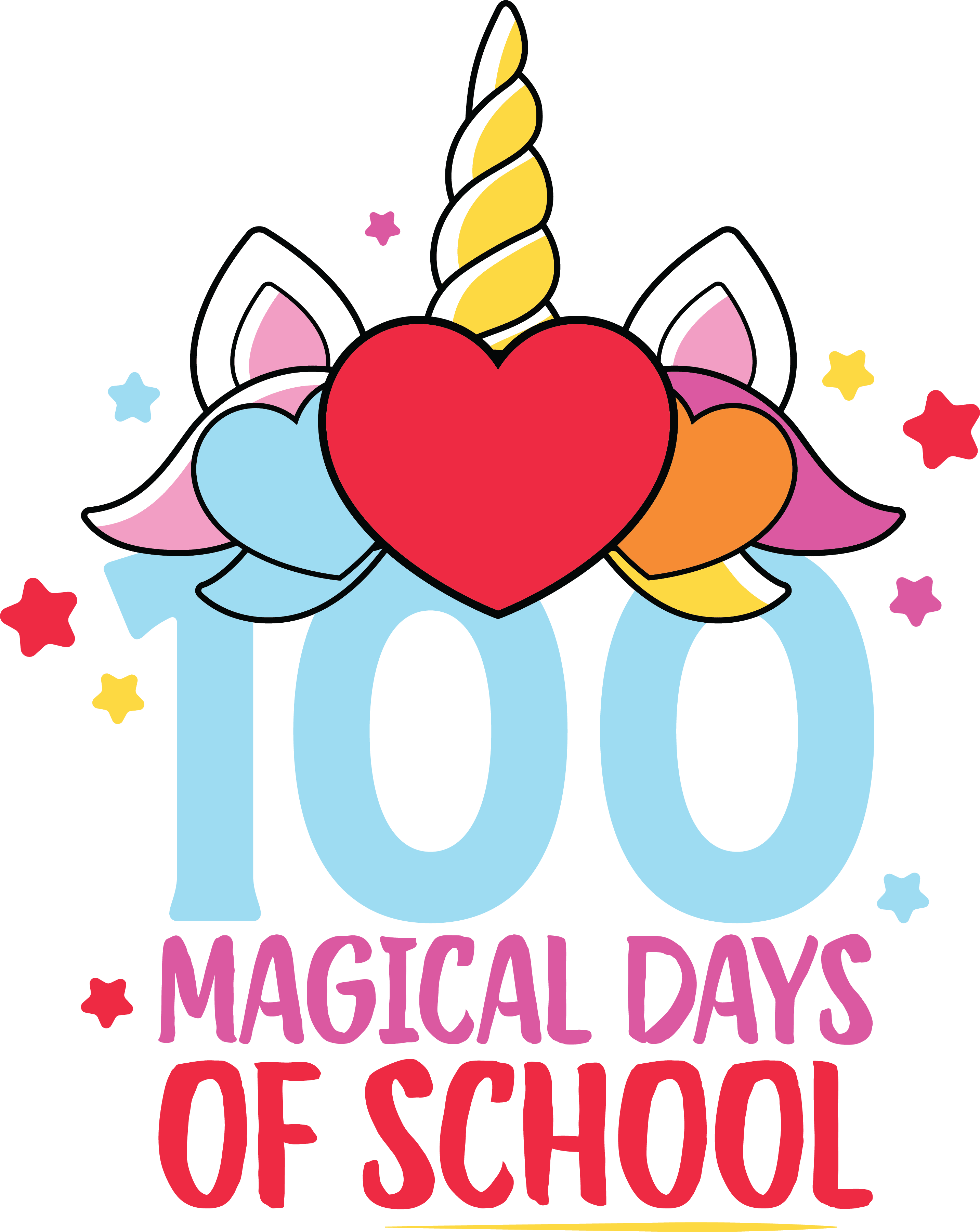 Unicorn Student 100 Magical Days of School Design - DTF Ready To Press ...