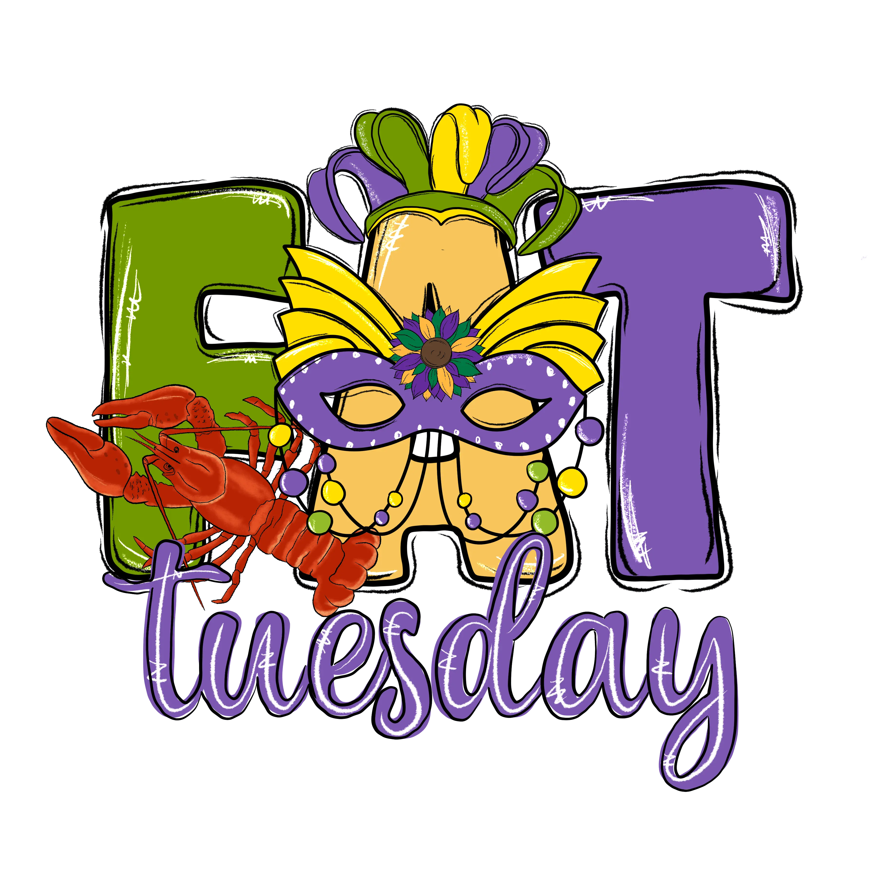 Fat Tuesday Mardi Gras Carnival Mask Design - DTF Ready To Press – DTF ...